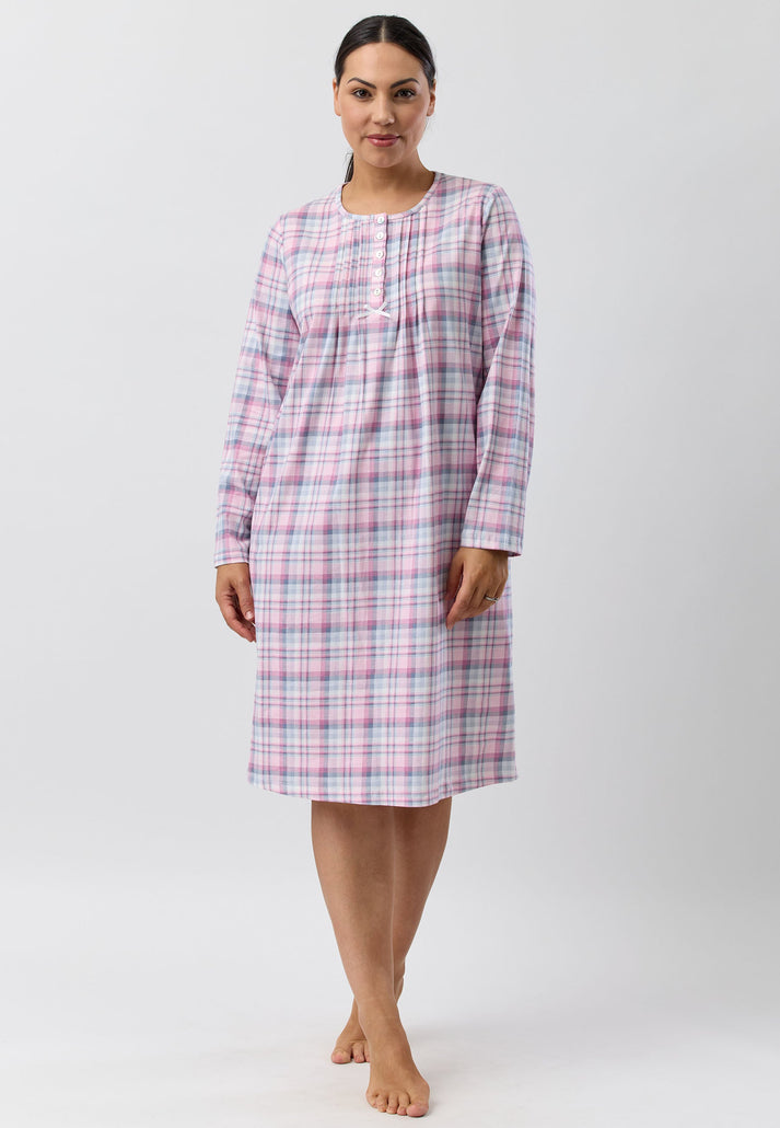 CHECK NIGHTIE GREY - SK203C5 – The Sleep Club