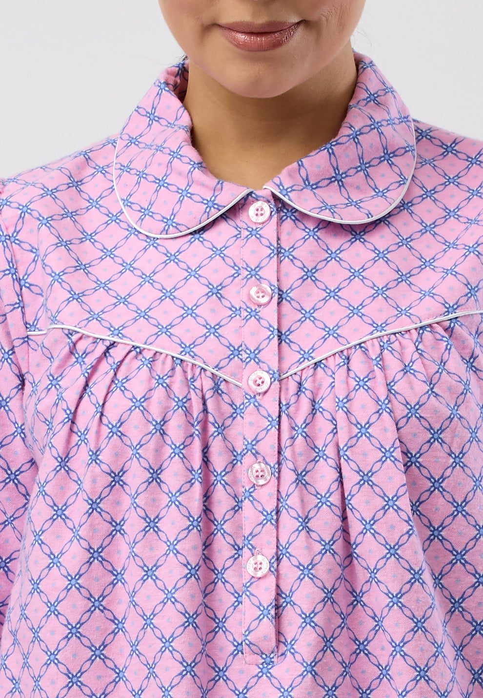 LATTICE COLLAR NIGHTIE PINK - SK612L5 – The Sleep Club